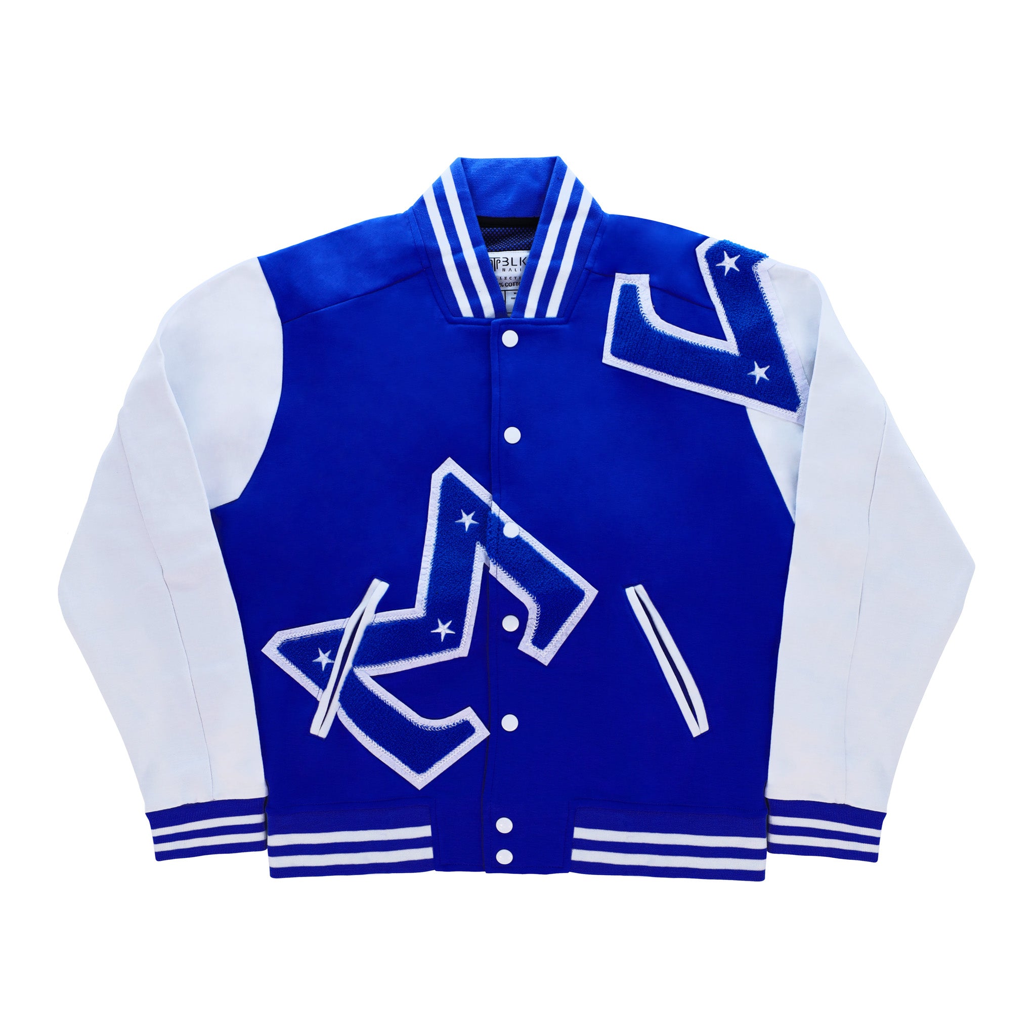 Blue & White Varsity Jacket | Blue & White Cotton Jacket | Tenets