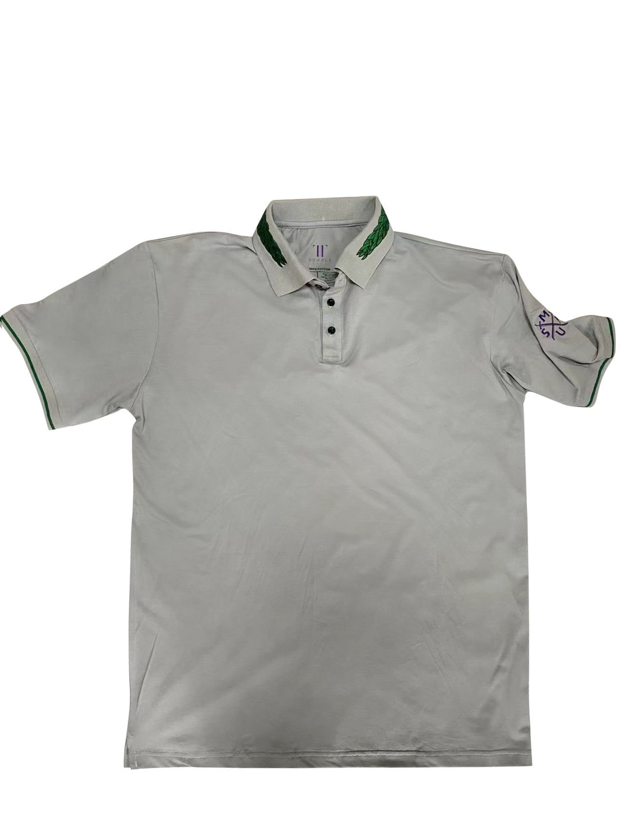 Pewter Grey Laurel Wreath Embroidered Collar Polo – Tenets